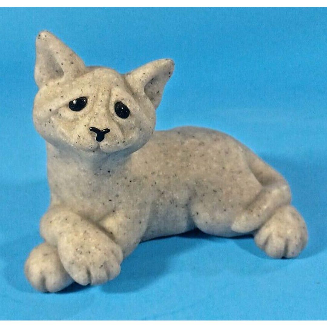 Vintage Quarry Critter Cadbury the Cat in Gray Retired Granite Figurine ...