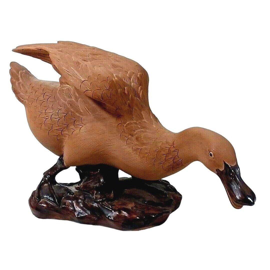 Vtg 11 X 7 Shiwan Fishing Duck Sculpture MCM Chinese Ceramic Pottery ...