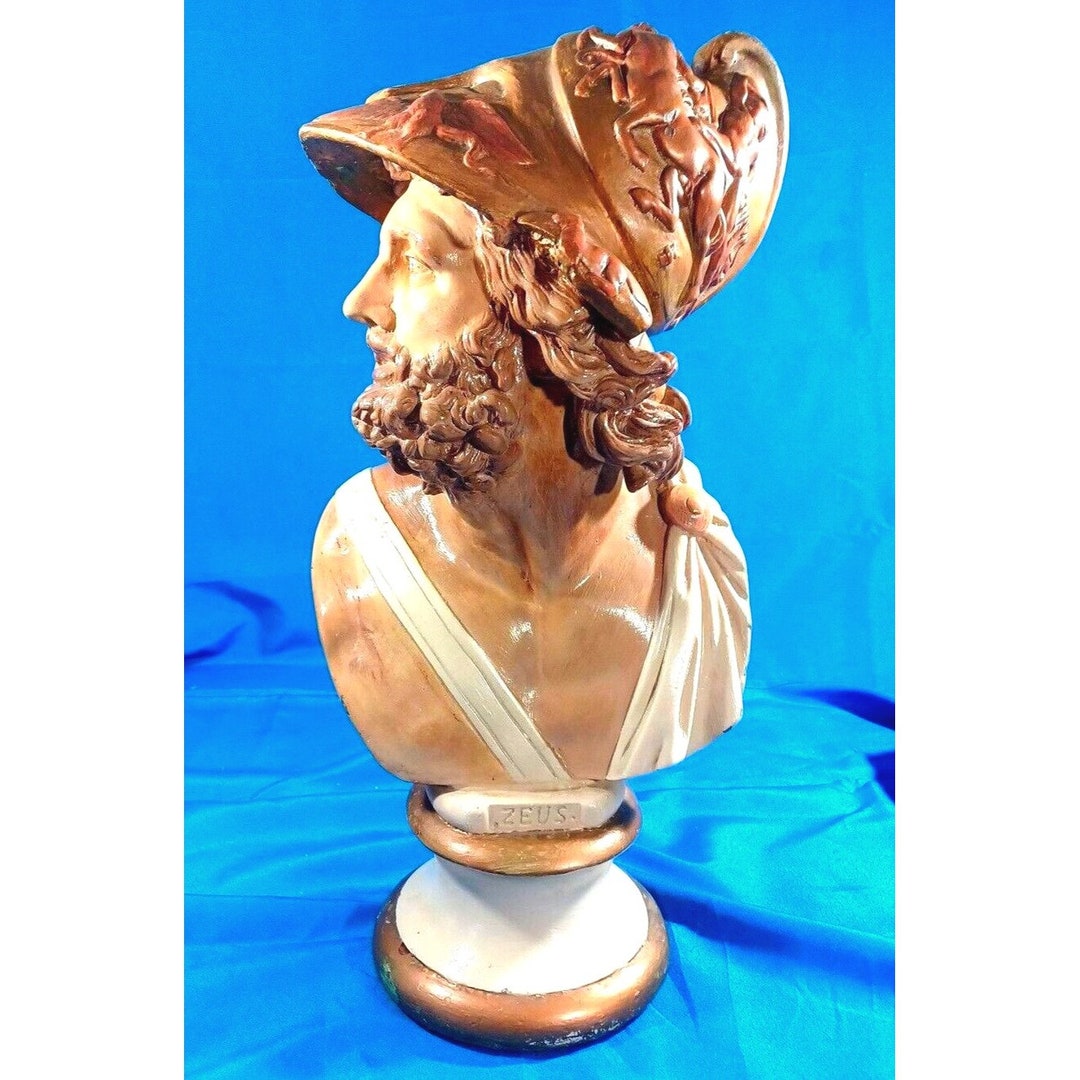 Antique Italian Painted Sculpture Statue Bust King Ajax Menelaus Sparta ...