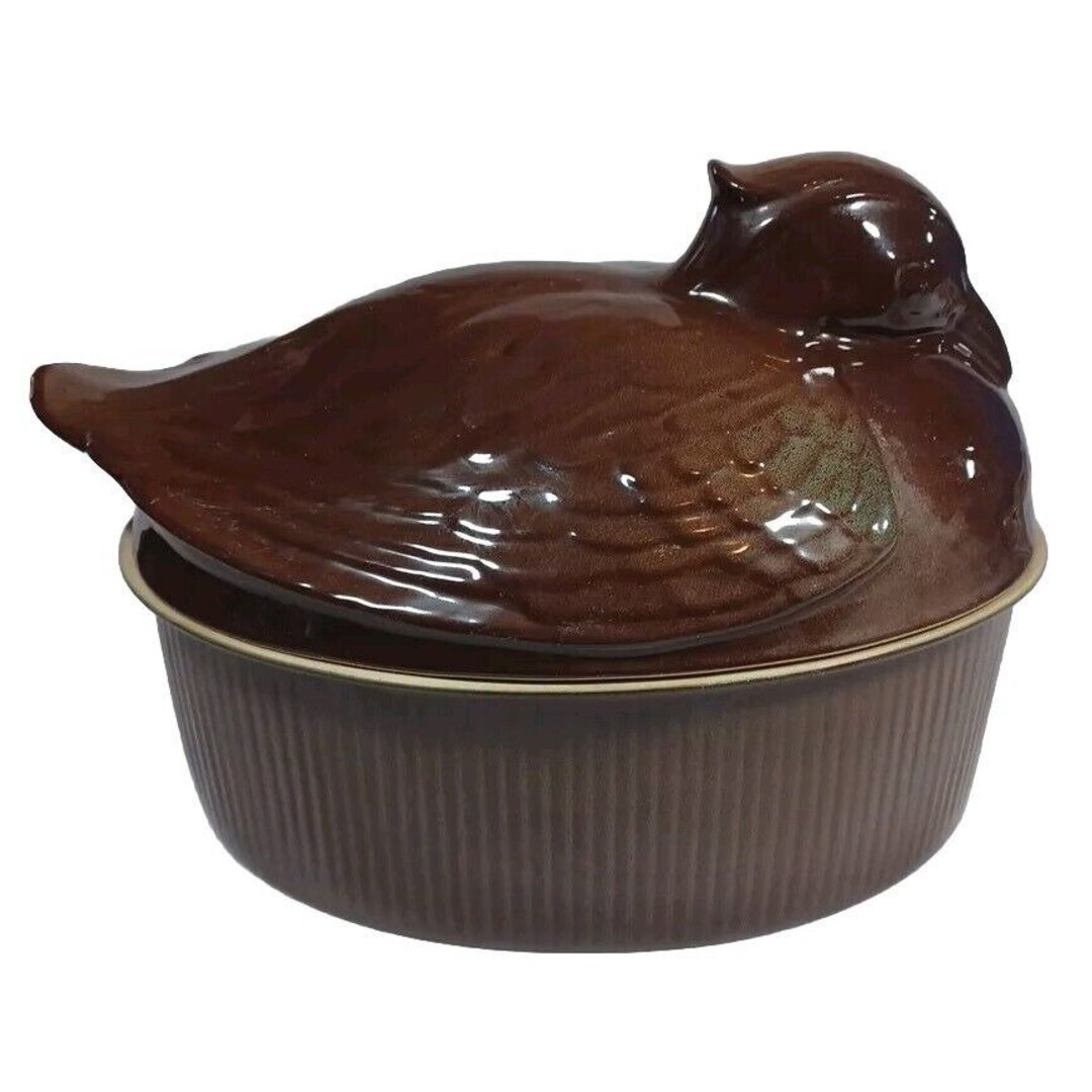Vintage Purbeck Pottery Game Pie Dish Casserole Lidded Tureen Bird ...