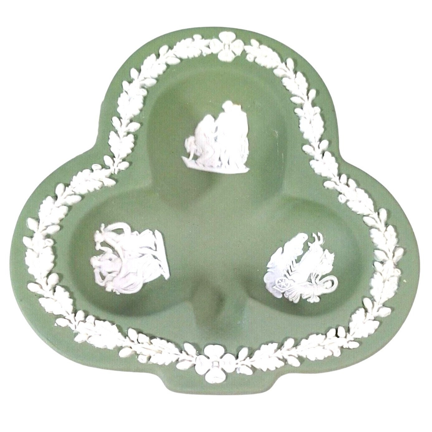 Wedgwood Blue, Sage Green 1954 Jasperware Heart and Club Trinket Dishes ...