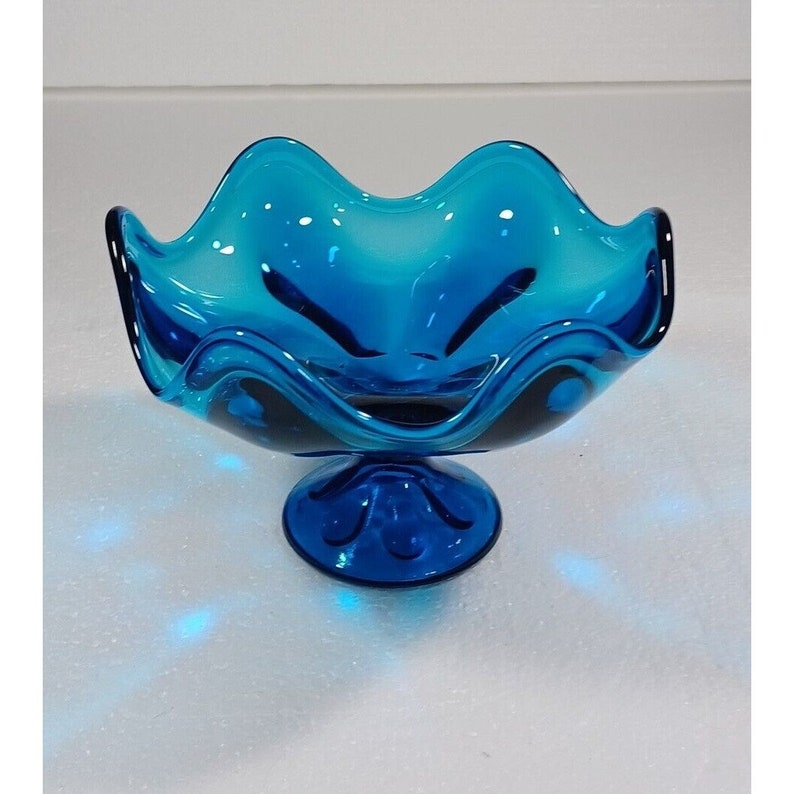 Vtg Mid-century Viking 6 Petal HTF Epic Electric Blue Bluenique Glass ...
