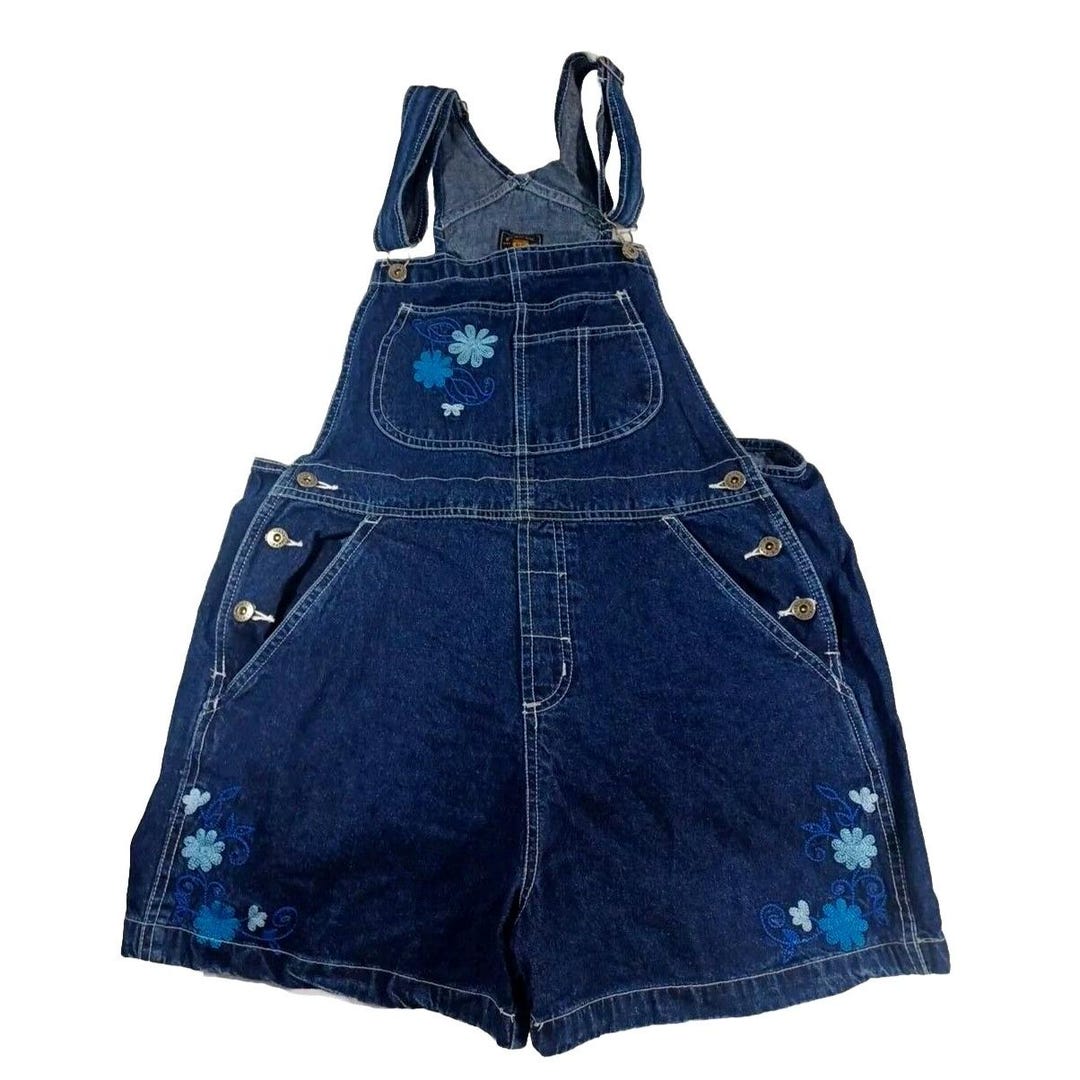 Vintage Route 66 Women Denim Shortalls Short Overalls Blue Size LARGE ...