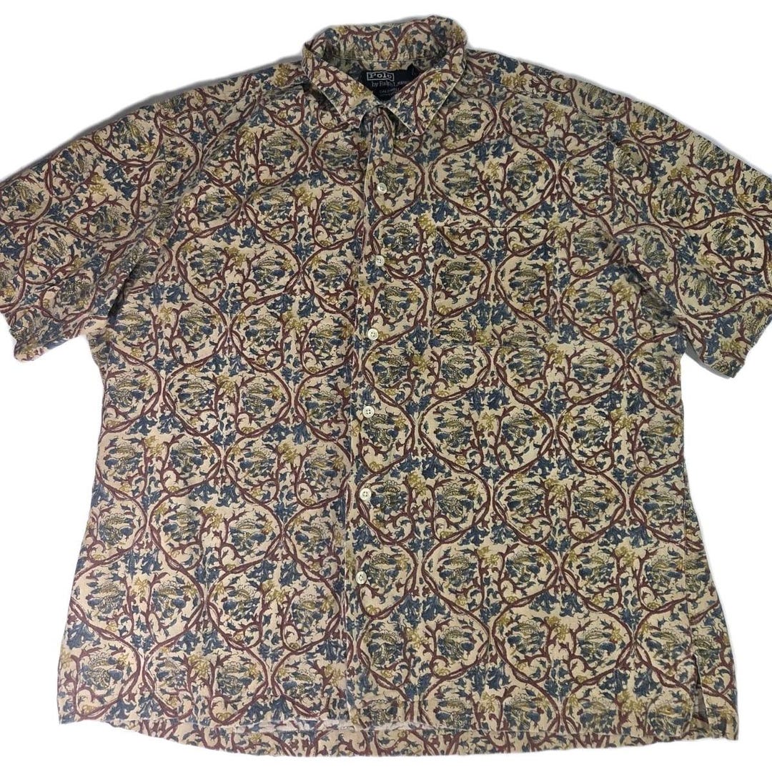Vintage 90s Polo Ralph Lauren Caldwell Camp Loop Collar Shirt Paisley ...