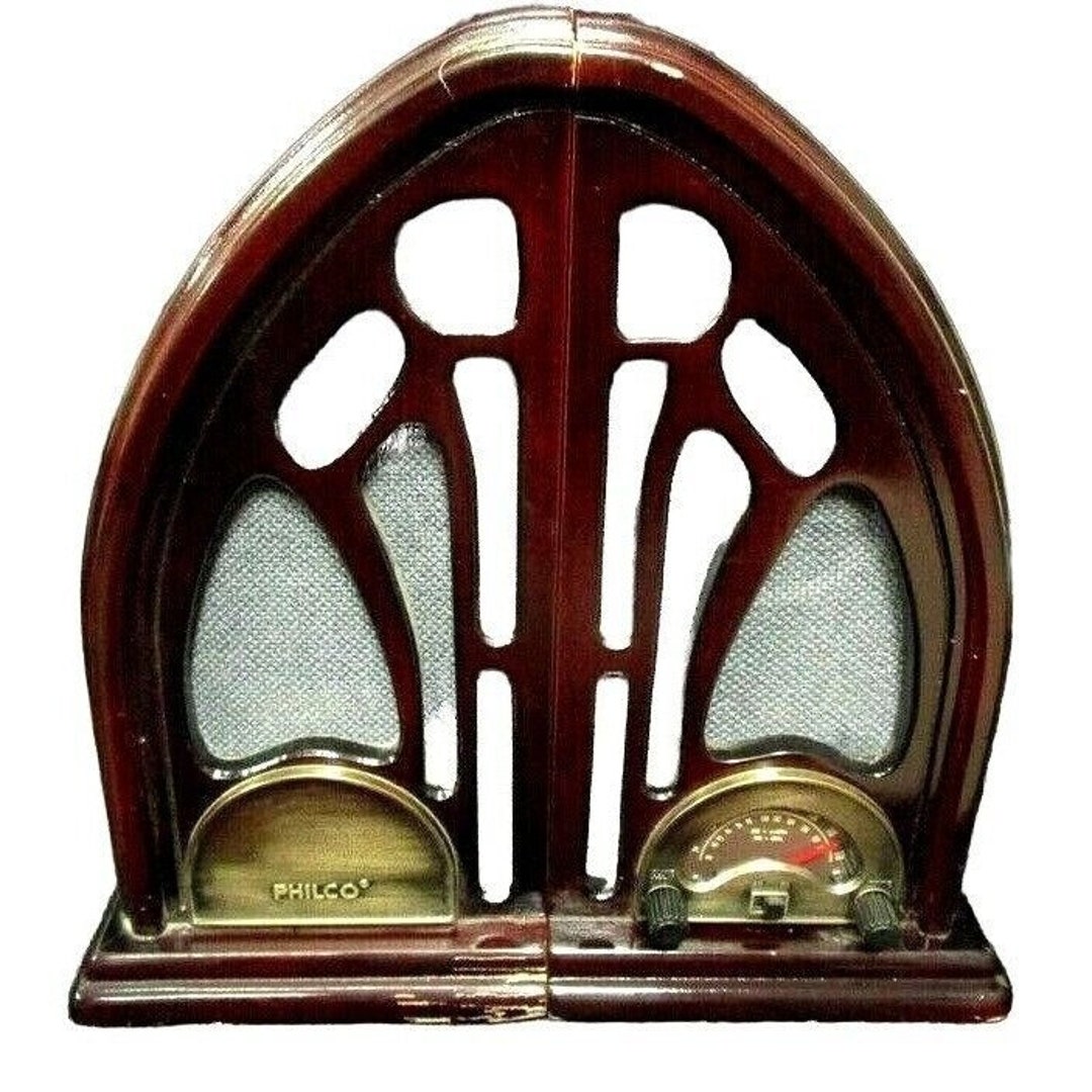 Vtg Philco Art Deco Repro 1930 Wood Brass Cathedral Radio Speaker ...