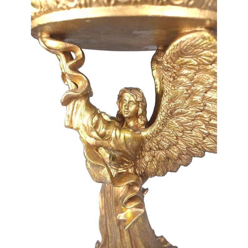 12 Gold Art Nouveau Deco Shimmering Gold Angel Holding Tray Plant Stand ...