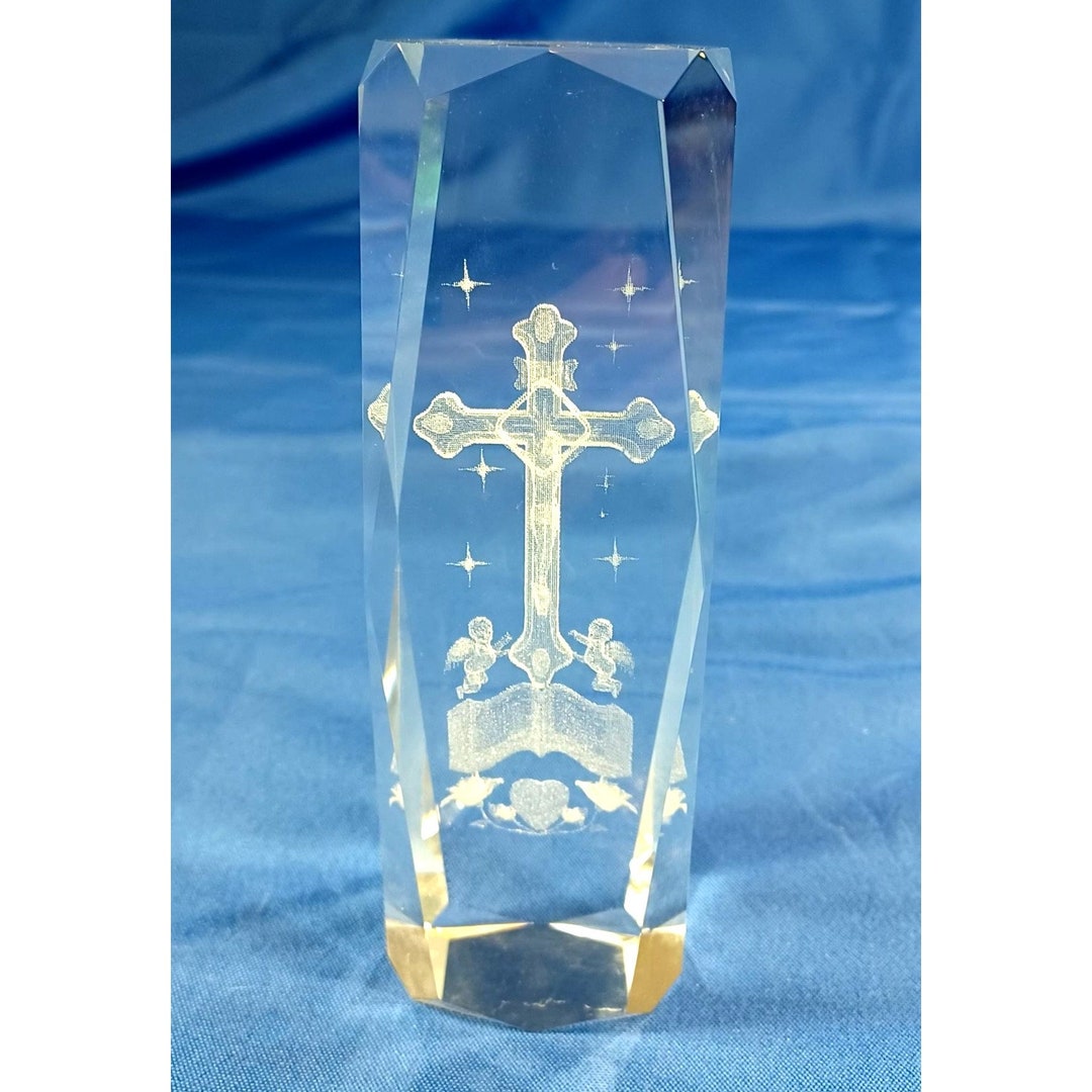 Large Easter Christian Cross Bible Angels Jesus Crystal Prism ...