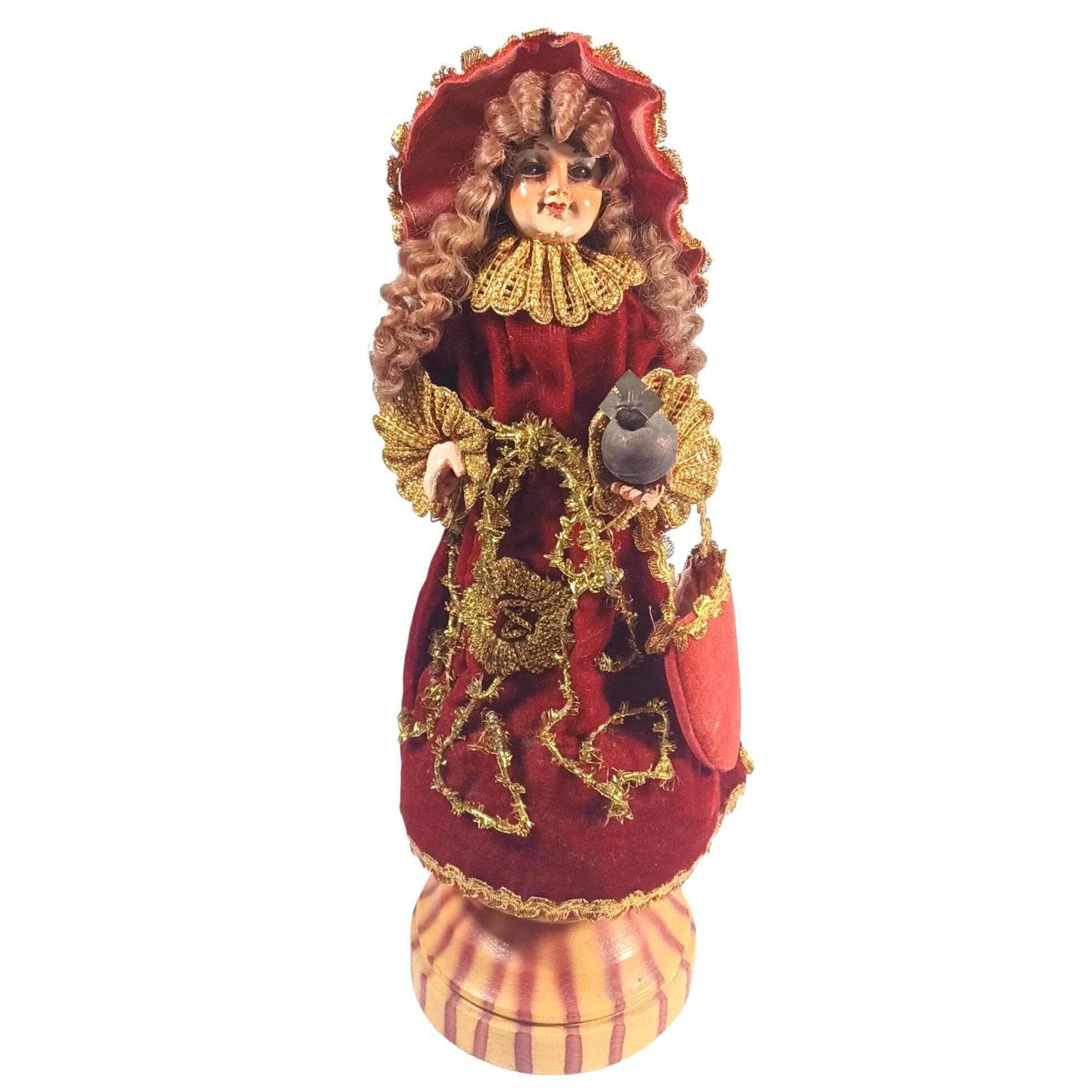 Antique Handmade Victorian Jesus Child of Prague Red Velvet Dress Gold ...