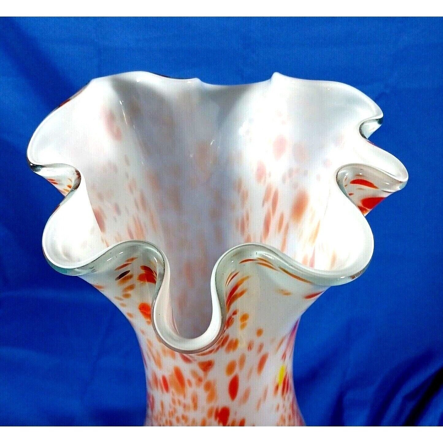 21" Murano Mid-century Art Deco Fluted Ruffled Art Glass Standing Floor ...