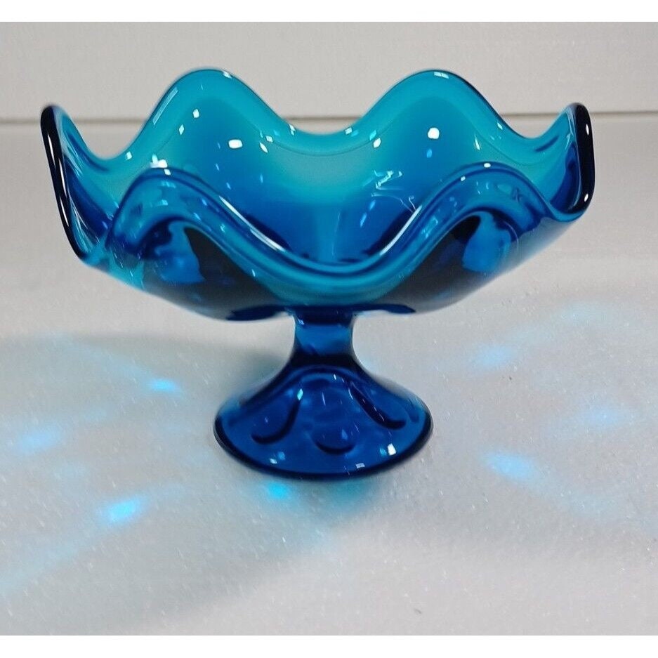 Vtg Mid-century Viking 6 Petal HTF Epic Electric Blue Bluenique Glass ...