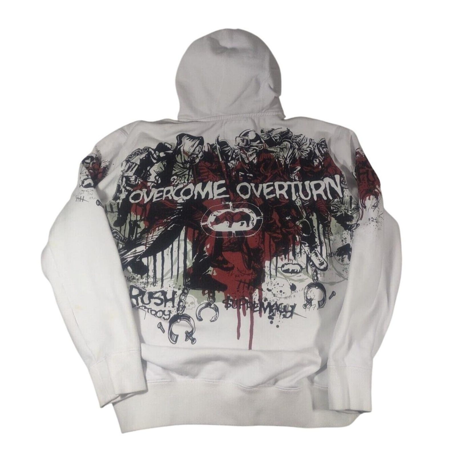 Vintage Y2K Mens Ecko Unltd. Zombie Shackled Hate Zip Hoodie White ...