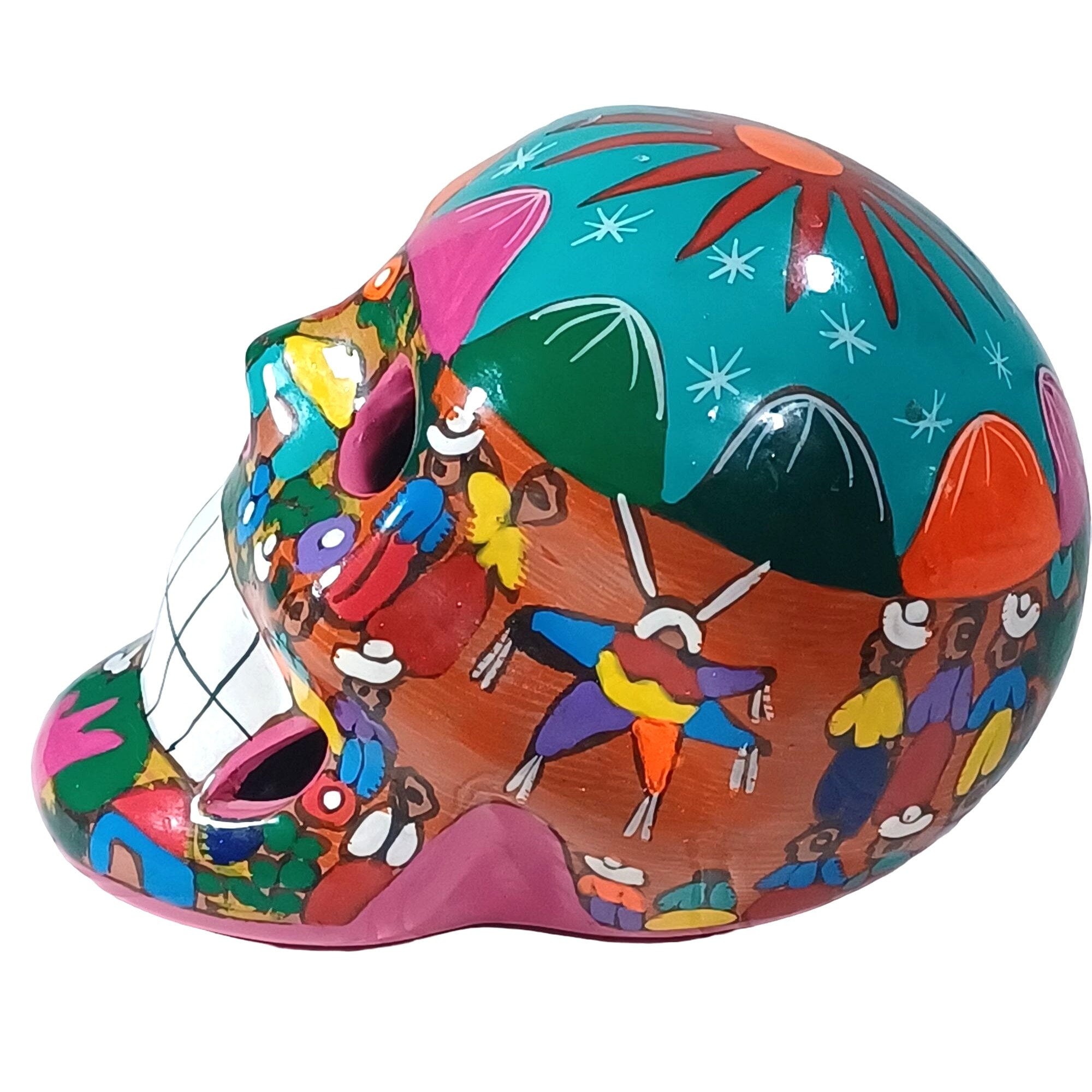 Calavera Chica De Talavera Pink Turquoise Clay Pottery Hand Made Folk ...