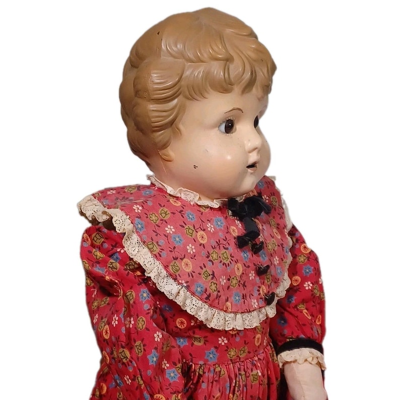 Antique German Minerva Metal Head Doll With Teeth, Leather Body, Molded ...