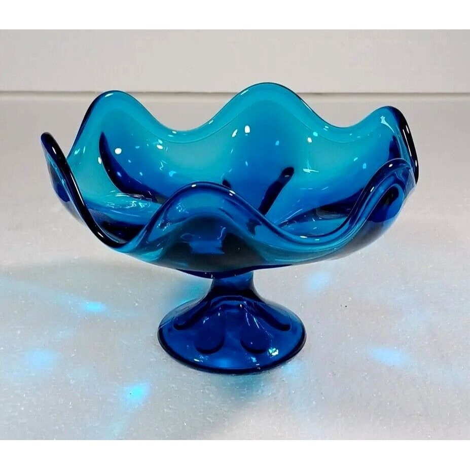 Vtg Mid-century Viking 6 Petal HTF Epic Electric Blue Bluenique Glass ...