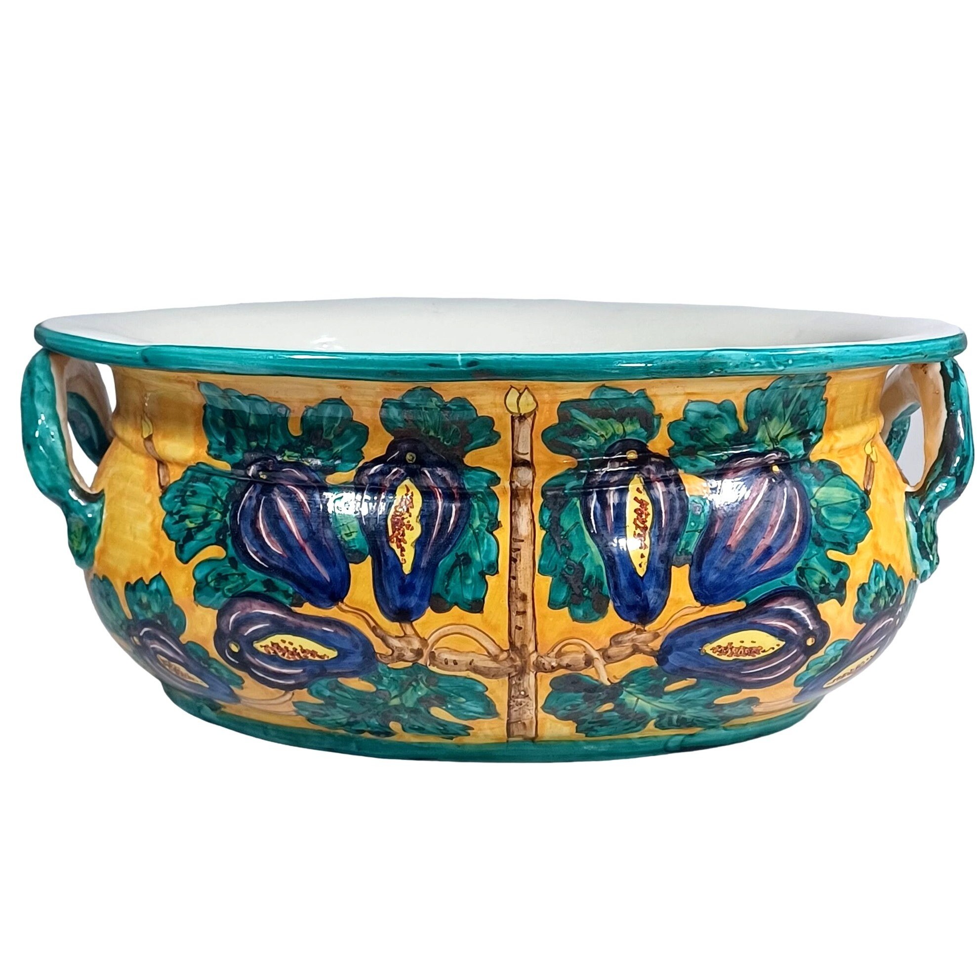 Giant Italian Eggplant Vines Pottery Cachepot Planter Jardiniere Wash ...