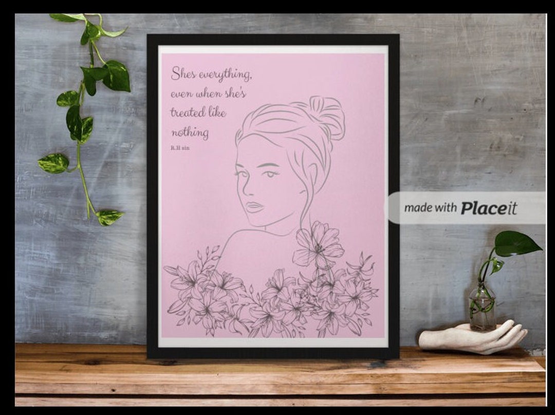 Resilient, Strong Powerful Woman, Line Art Portrait. RH Sin Quotes ...
