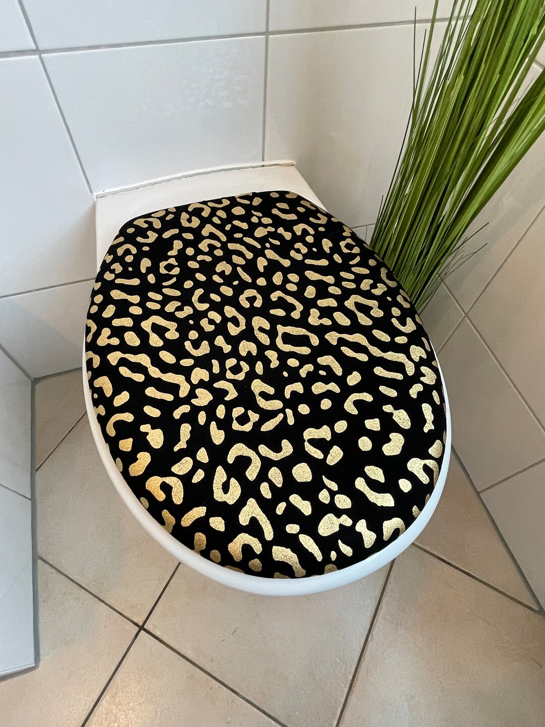 Toilet Lid Cover, Toilet Cover, WC Cover, WC Cover in Golden Leopard ...