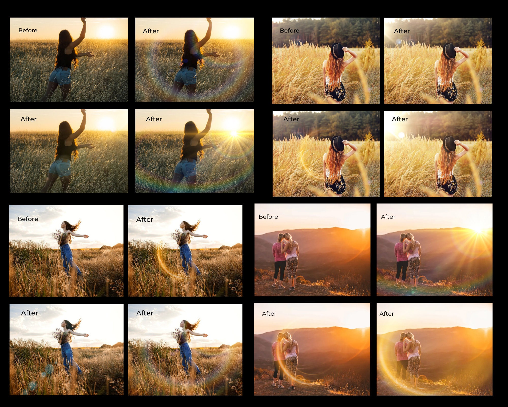 40 Sun Flare Overlays Bundle, Lens Flare Overlays Bundle, Photo ...