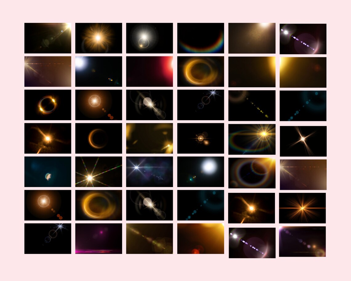 40 Sun Flare Overlays Bundle, Lens Flare Overlays Bundle, Photo ...