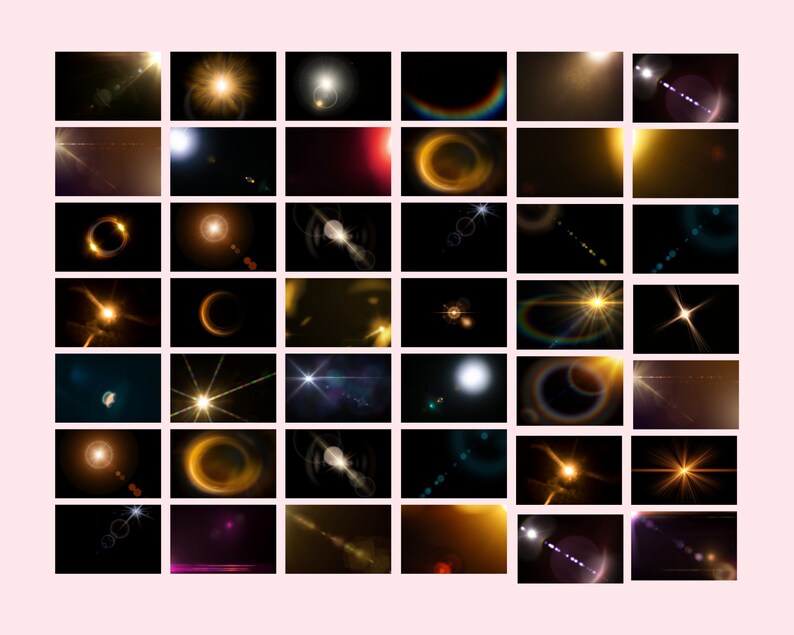 40 Sun Flare Overlays Bundle, Lens Flare Overlays Bundle, Photo ...