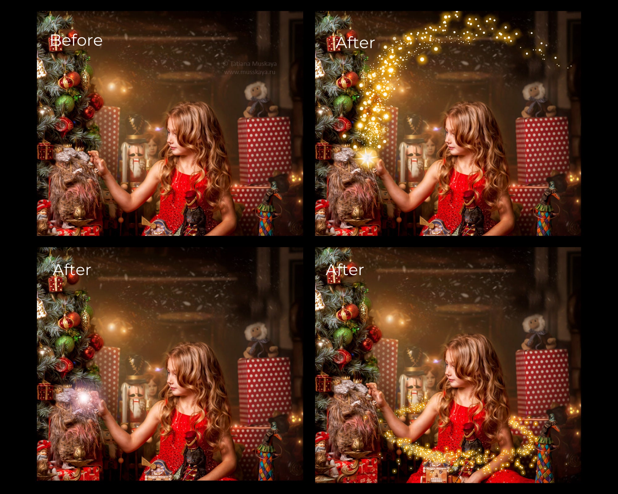 60 Magic Christmas Overlays Bundle for Photoshop, Christmas Magic ...