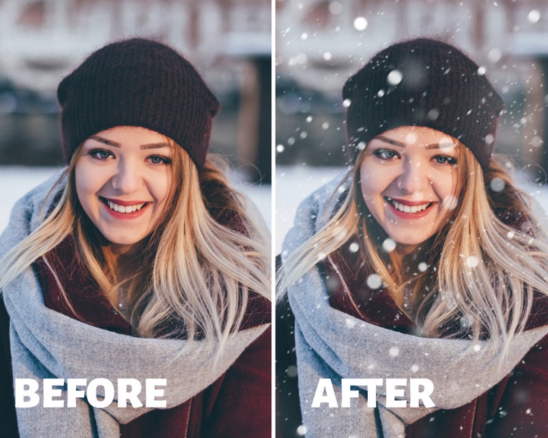 40 Falling Snow Overlays Bundle, Photoshop Overlays, Snowflake Overlays ...