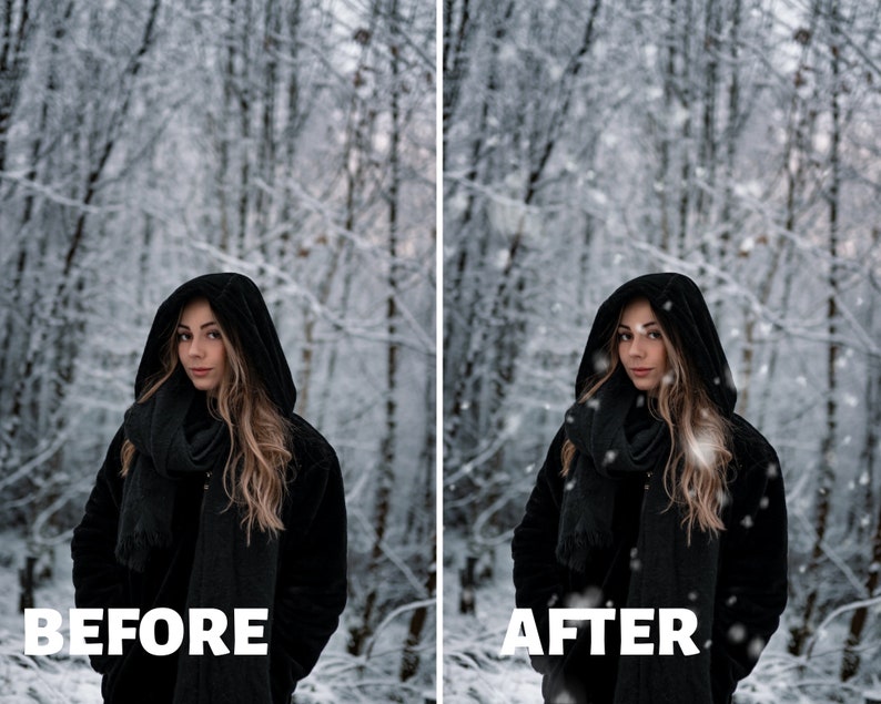 40 Falling Snow Overlays Bundle, Photoshop Overlays, Snowflake Overlays, Winter Overlays, Bokeh ...