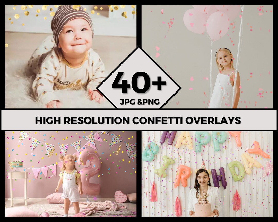 Confetti Overlays Photoshop, Confetti Party Overlays, Falling Confetti ...