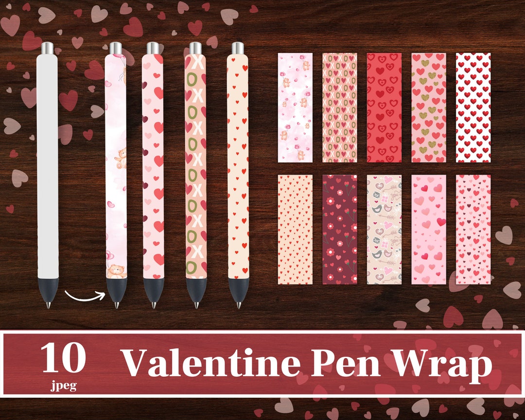 Valentines Pen Wrap, Valentines Day Pen Wraps, Waterslide Pen Wrap ...
