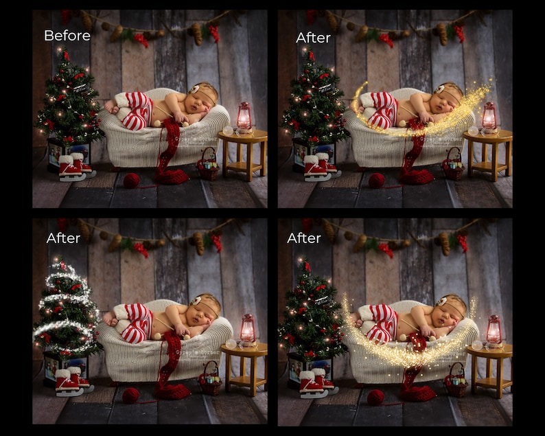 60 Magic Christmas Overlays Bundle for Photoshop, Christmas Photoshop ...