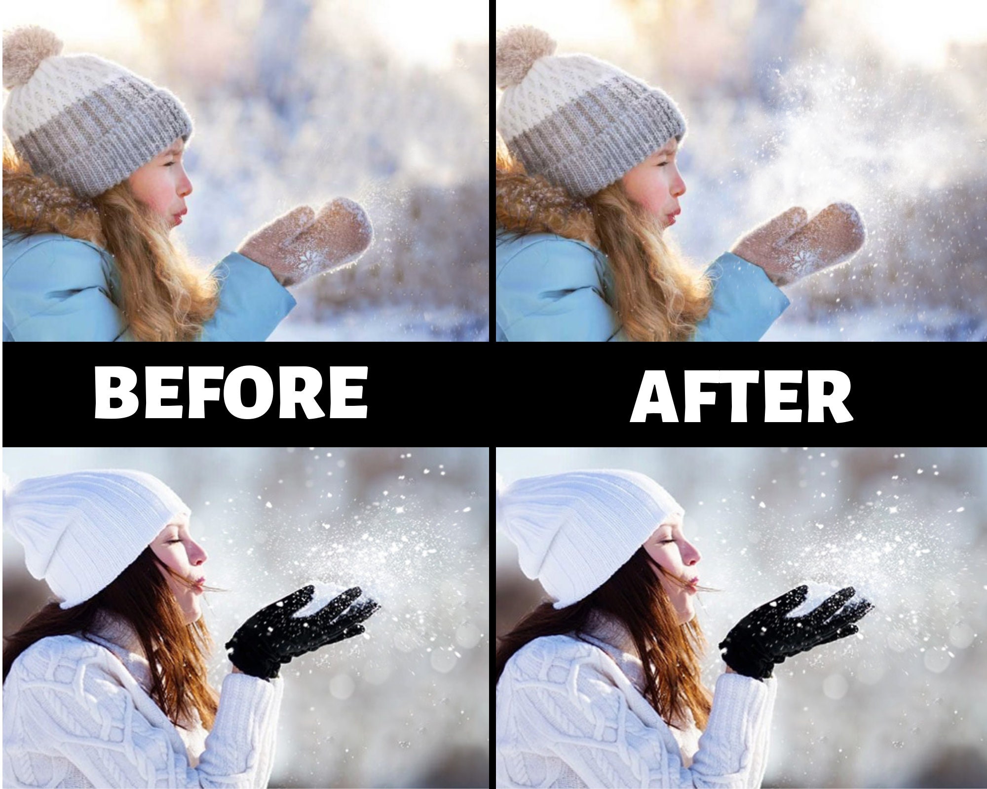 Blowing Snow Overlay Overlays Bundle, Blowing Snowflakes for Photoshop ...