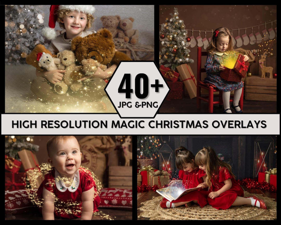 40 Christmas Overlays Bundle, Christmas Photoshop, Magic Christmas ...