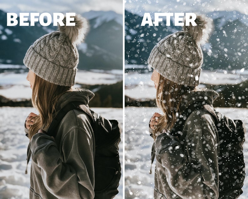 40 Snow Photoshop Overlays, Snow Overlay, Bokeh Snow Overlays, Winter ...