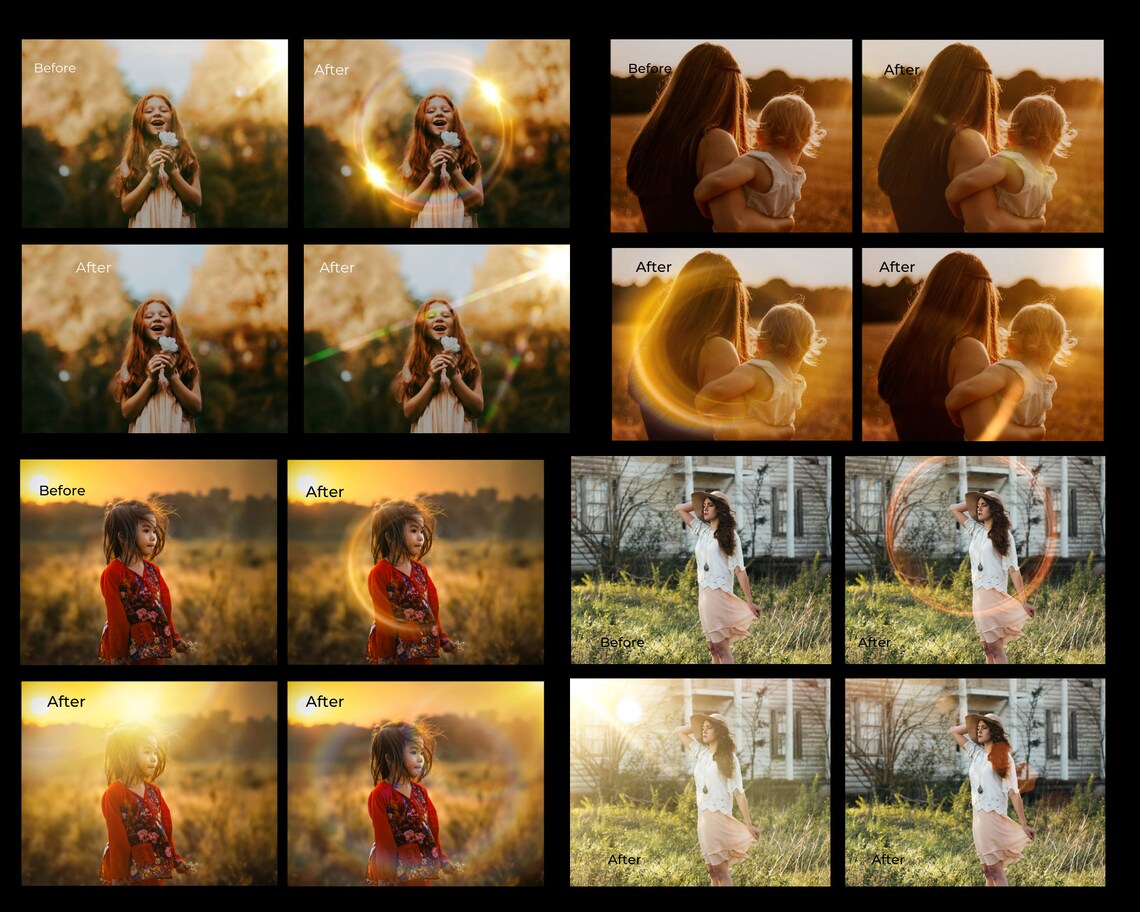 40 Ring Flare Overlays Bundle, Lens Flare Overlays Bundle, Sun Flare ...