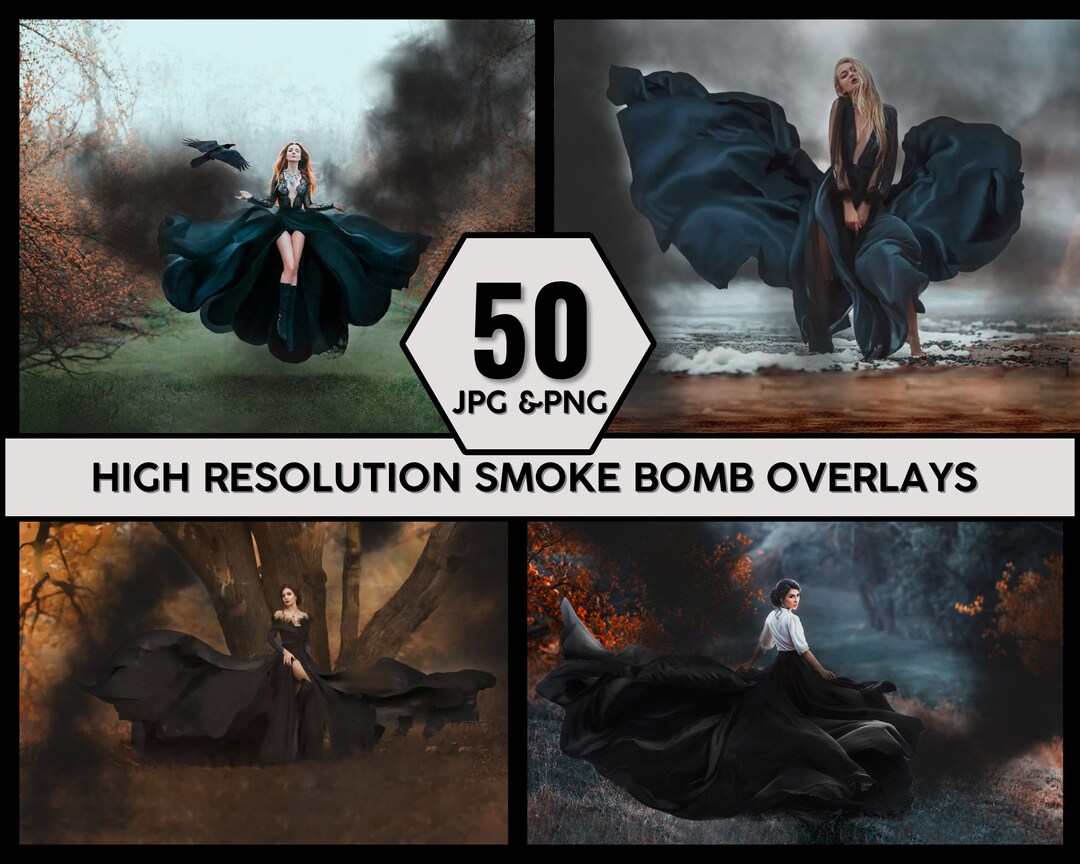 50 Black Smoke Bomb Overlay Bundle, Fog Overlays, Realistic Overlay ...
