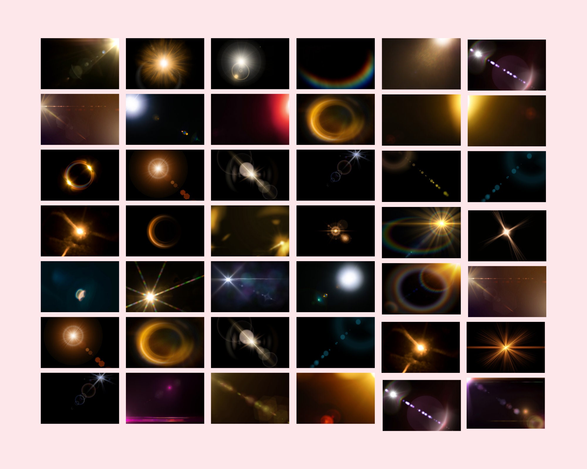 40 Ring Flare Overlays Bundle, Lens Flare Overlays Bundle, Sun Flare ...