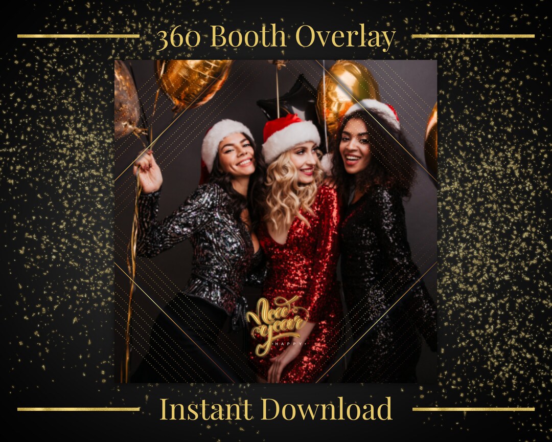 Holidays 360 Photo Booth Template, Gold 360 Overlay for Party, 360 ...