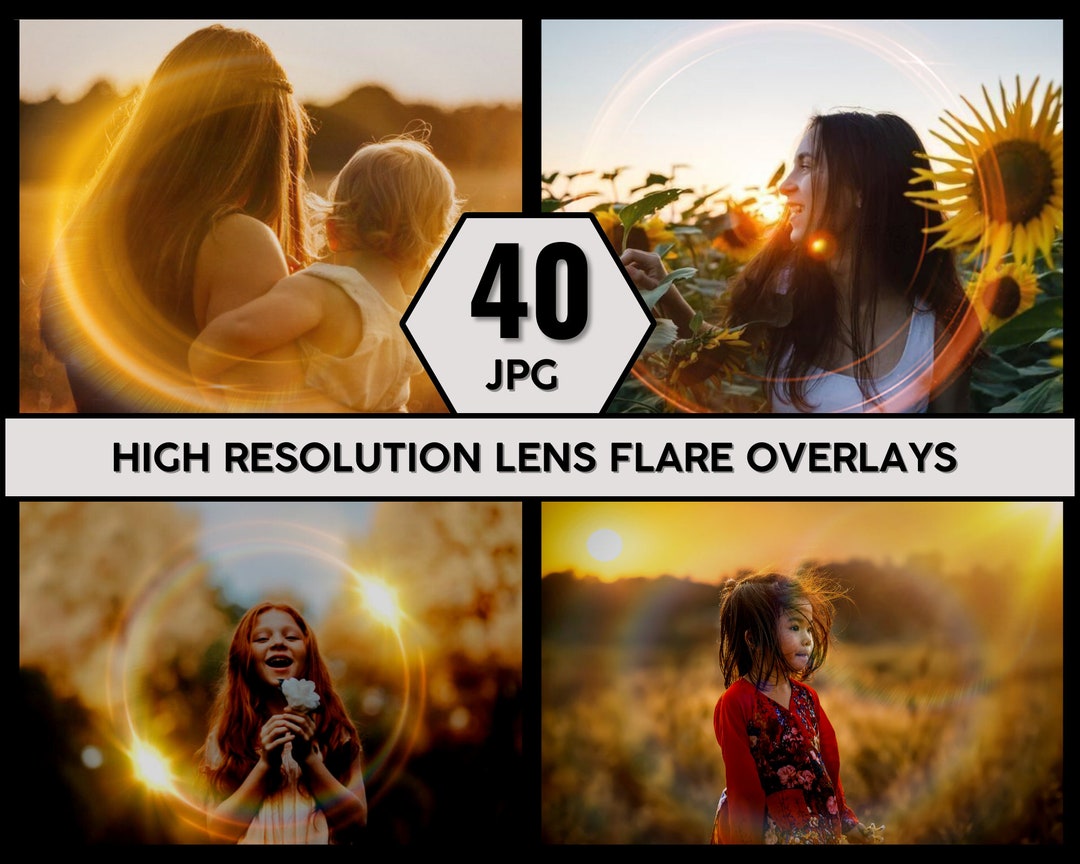 40 Ring Flare Overlays Bundle, Lens Flare Overlays Bundle, Sun Flare ...
