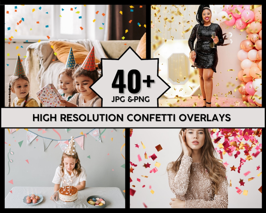 Confetti Overlay, Falling Confetti, Photoshop Overlay, Colorful ...