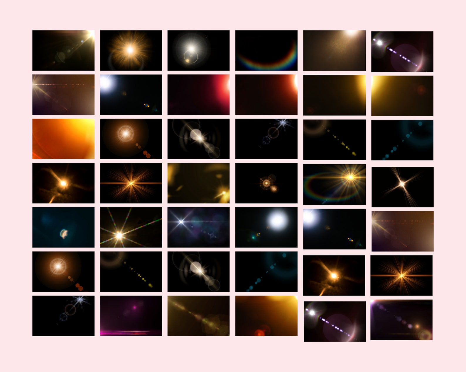 40 Lens Flare Overlays Bundle, Ring Flares, Lens Flare Overlay, Sun ...