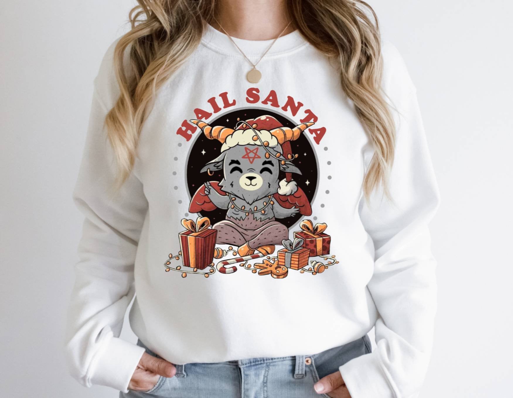 Hail Santa Sweatshirt Cute Baphomet Shirt Occult Sweatshirt - Etsy