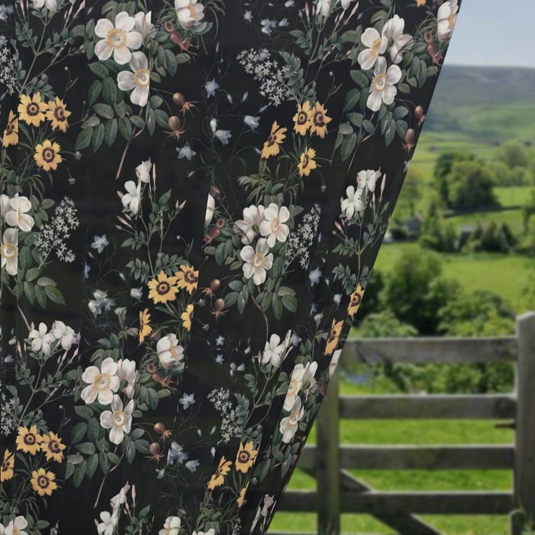 Cottagecore Floral Curtains, Dark Floral, Country Cottage Decor ...