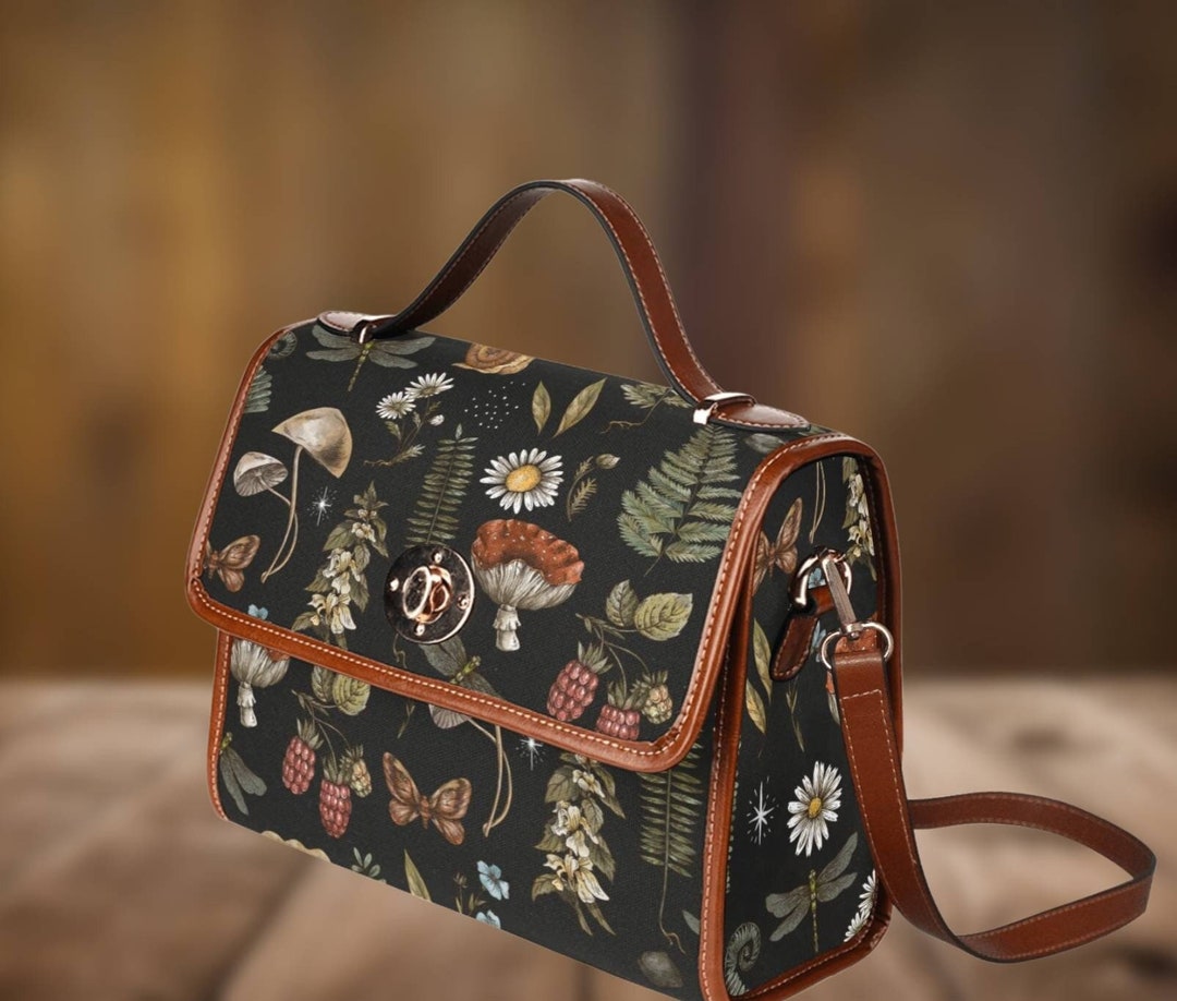 Dark Cottagecore Purse, Dark Floral Purse, Dark Academia Satchel, Dark ...