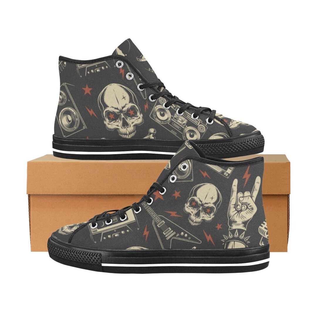 Metalhead High Tops, Death Metal Shoes,black Metal Clothing, Gothic ...