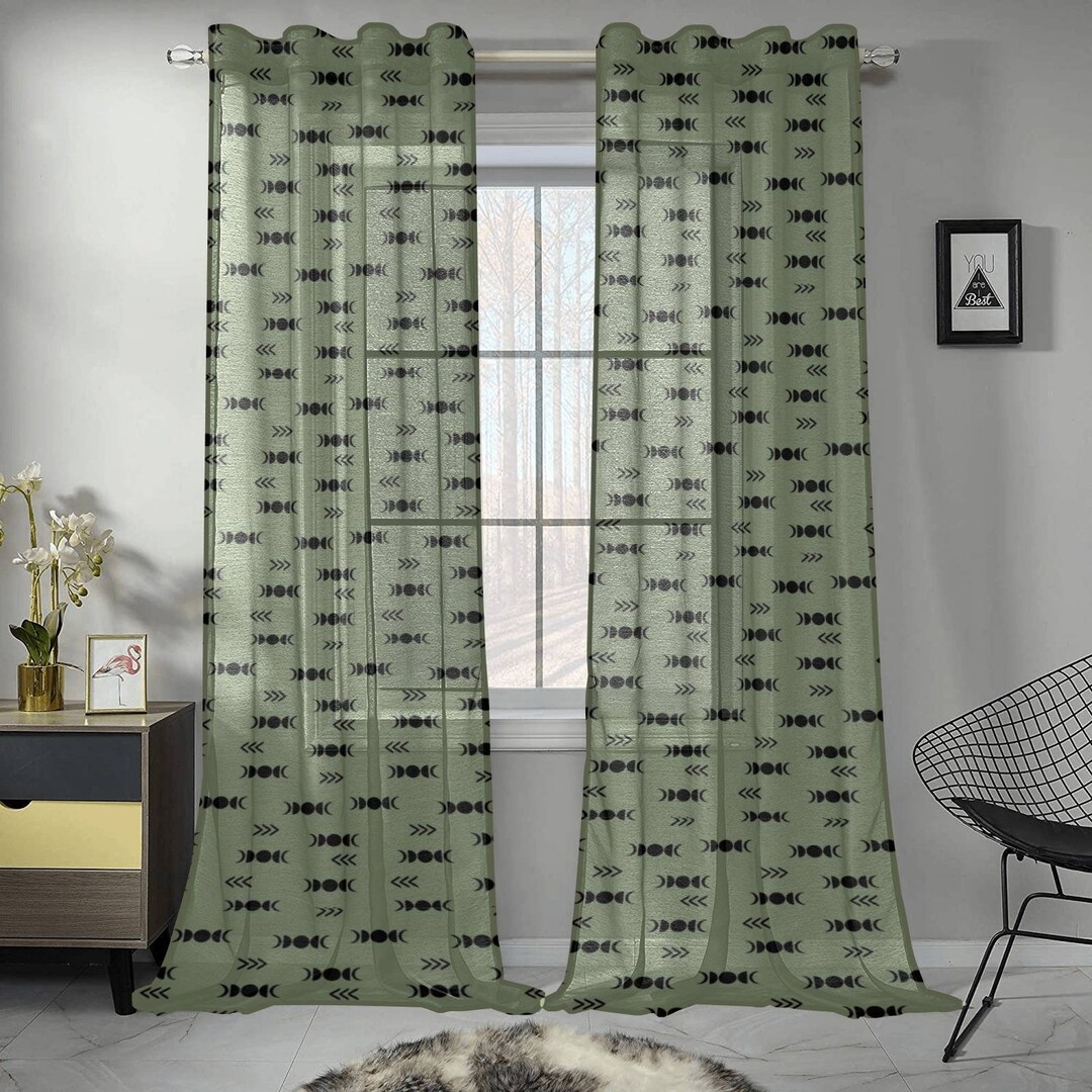 2 PANELS Witchy Curtains, Moon Phase Decor, Triple Moon Goddess ...