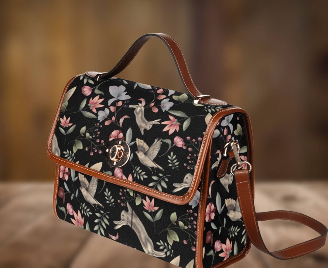 Dark Cottagecore Purse, Dark Floral Purse, Dark Academia Satchel, Dark ...