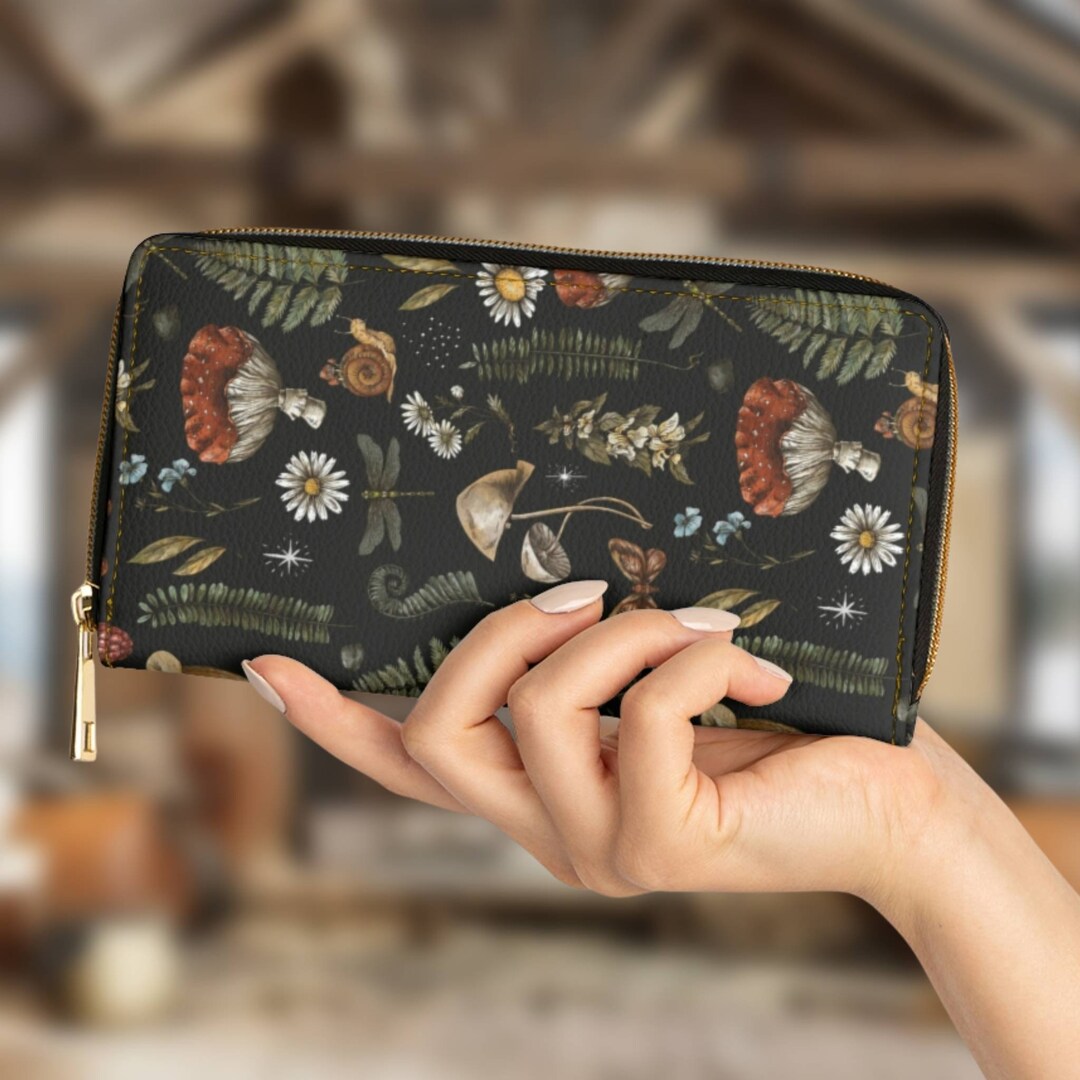 Cottagecore Wallet, Clutch Wallet, Zip Around Wallet, Mushroom Wallet ...