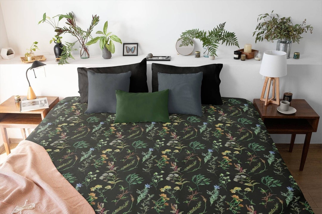 Dark Cottagecore Bedding, Moody Maximalist, Dark Floral Duvet Set ...