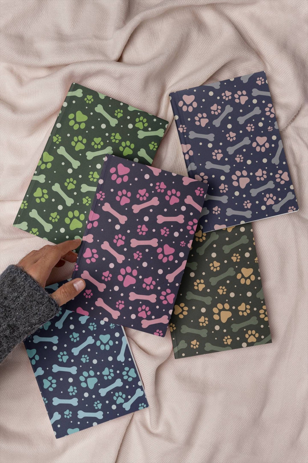 5 PACK Paw Print Notebook, Dog Notebook, Dog Journal,dog Lover Gift ...