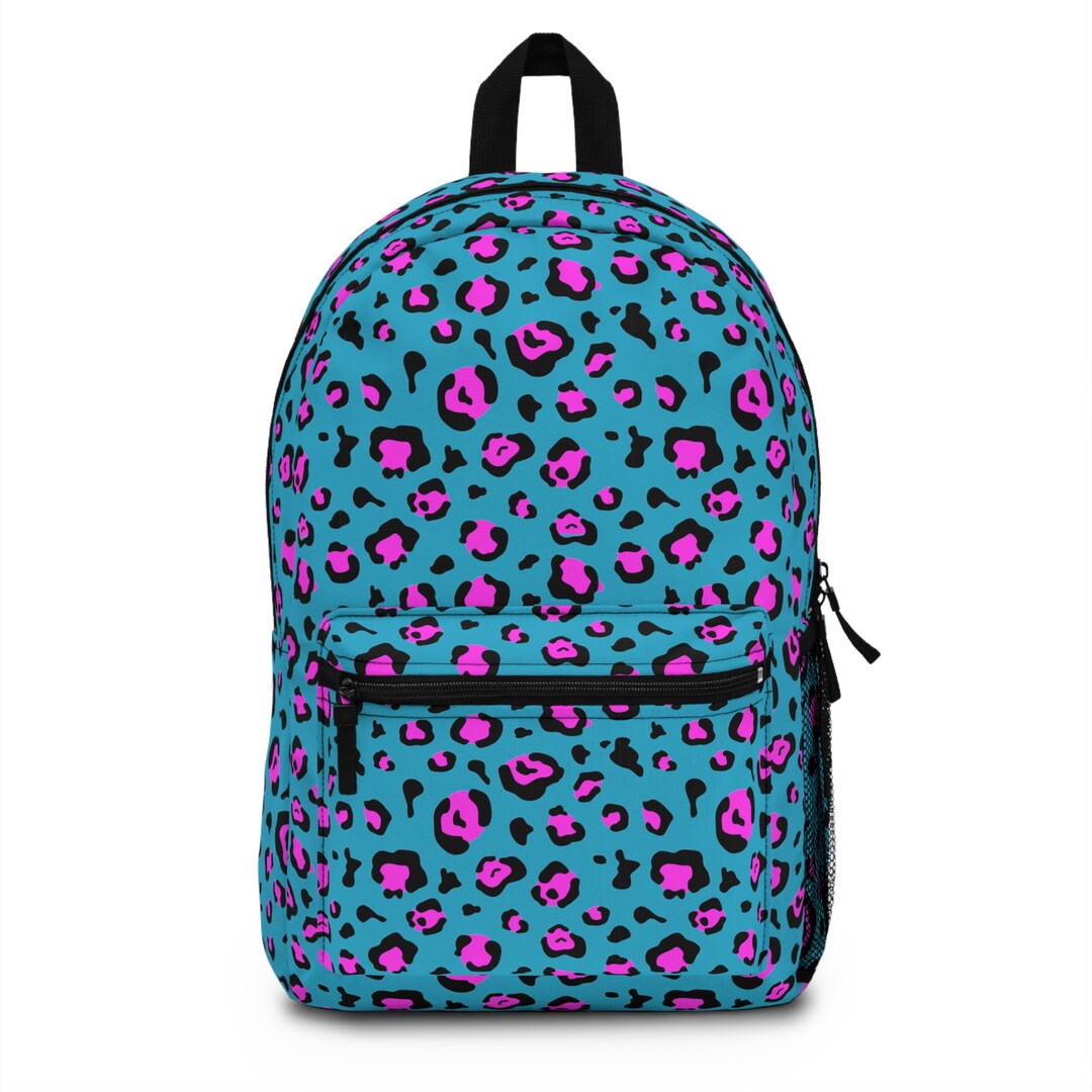 Neon Leopard Print Backpack, Back to School, Festival Bag, Laptop ...